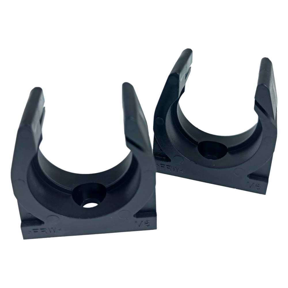 Fastening clamps for two-piece corrugated pipe